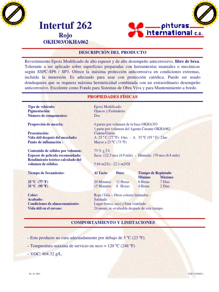 Intertuf 262 Rojo | PDF | Pinturas | Agua