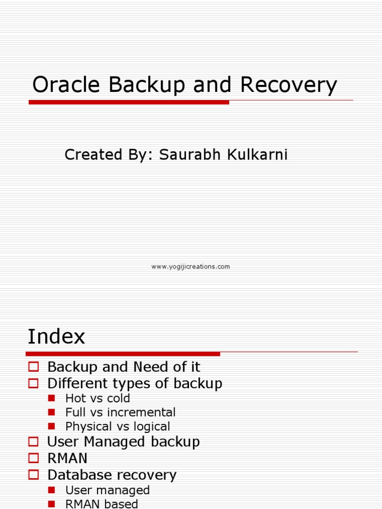 Oracle Backup and Recovery | PDF | Backup | Oracle Database