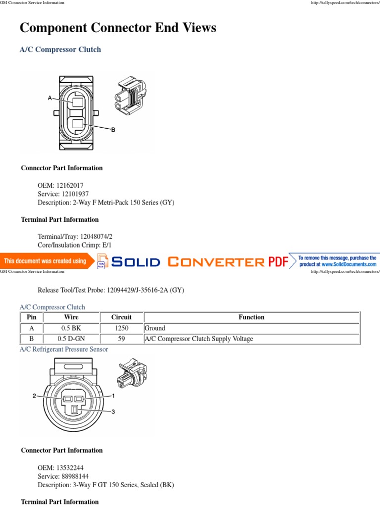 GM Connector Service Information | PDF | Electrical Connector | Switch