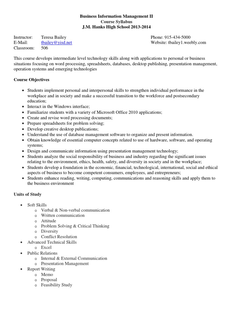 Bim II Syllabus | PDF | Diversity (Business) | Test (Assessment)