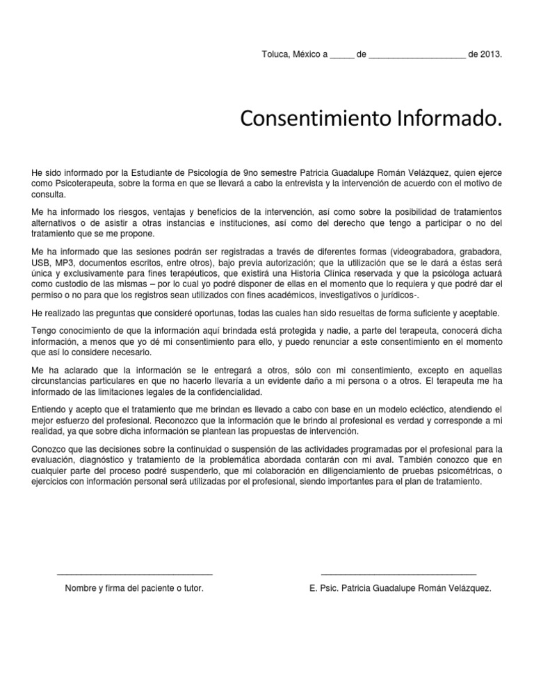 Consentimiento Informado | PDF | Consentimiento informado | Historial ...