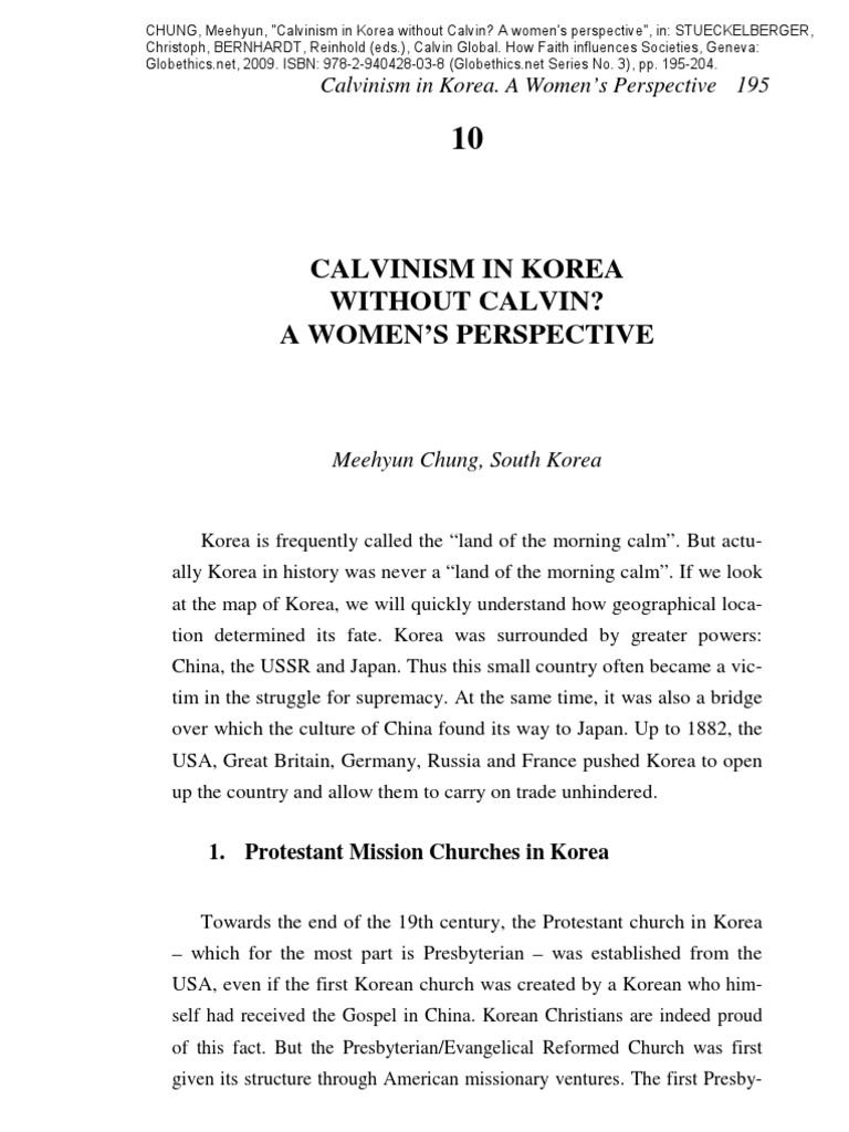 Calvinism in Korea Without Calvin? A Women's Perspective on the ...