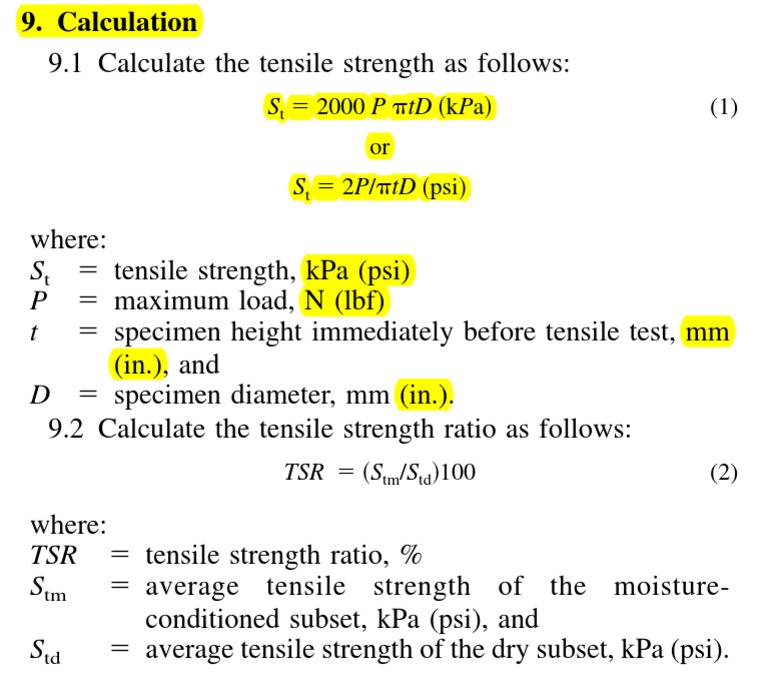 Tensile Strength Formula