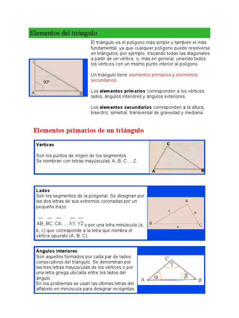 Elementos Del Triángulo | PDF | Triángulo | Geometría Elemental