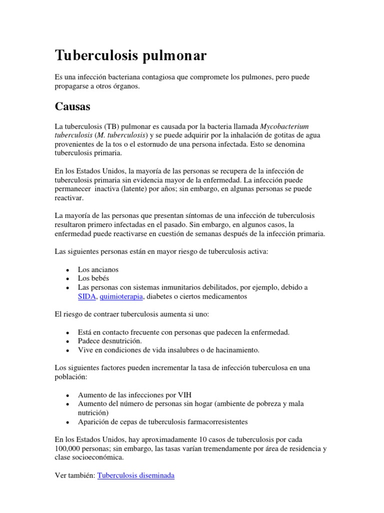 Tuberculosis Pulmonar | PDF | Tuberculosis | Sistema inmune