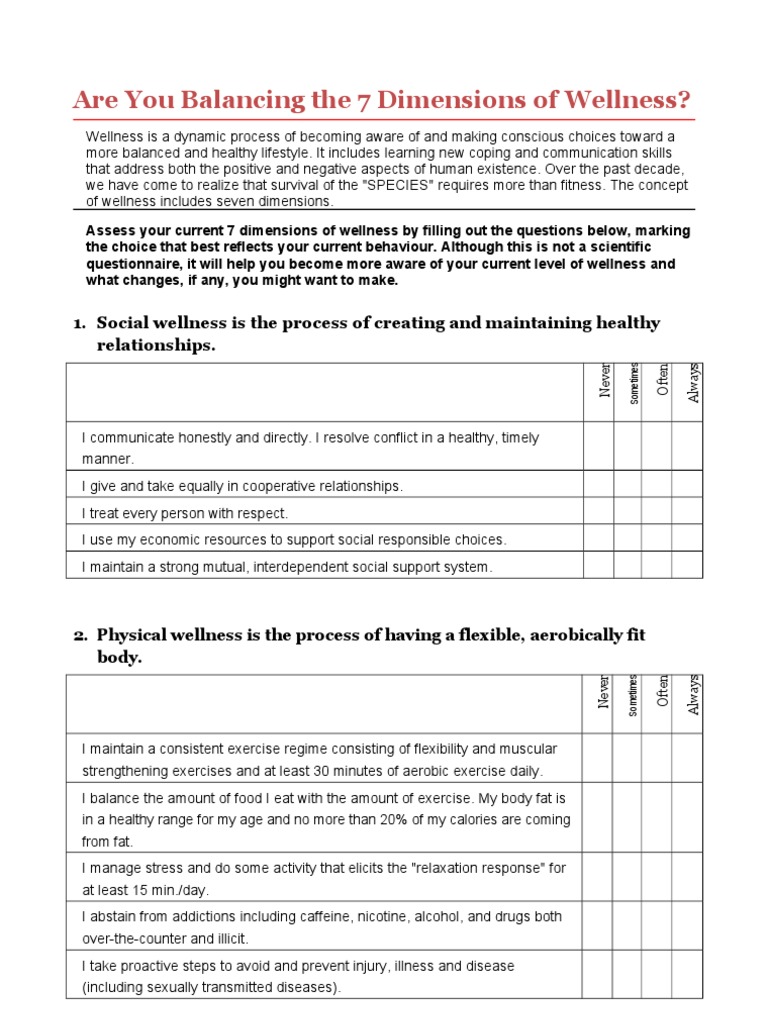 Are You Balancing The 7 Dimensions of Wellness | PDF | Emotions ...