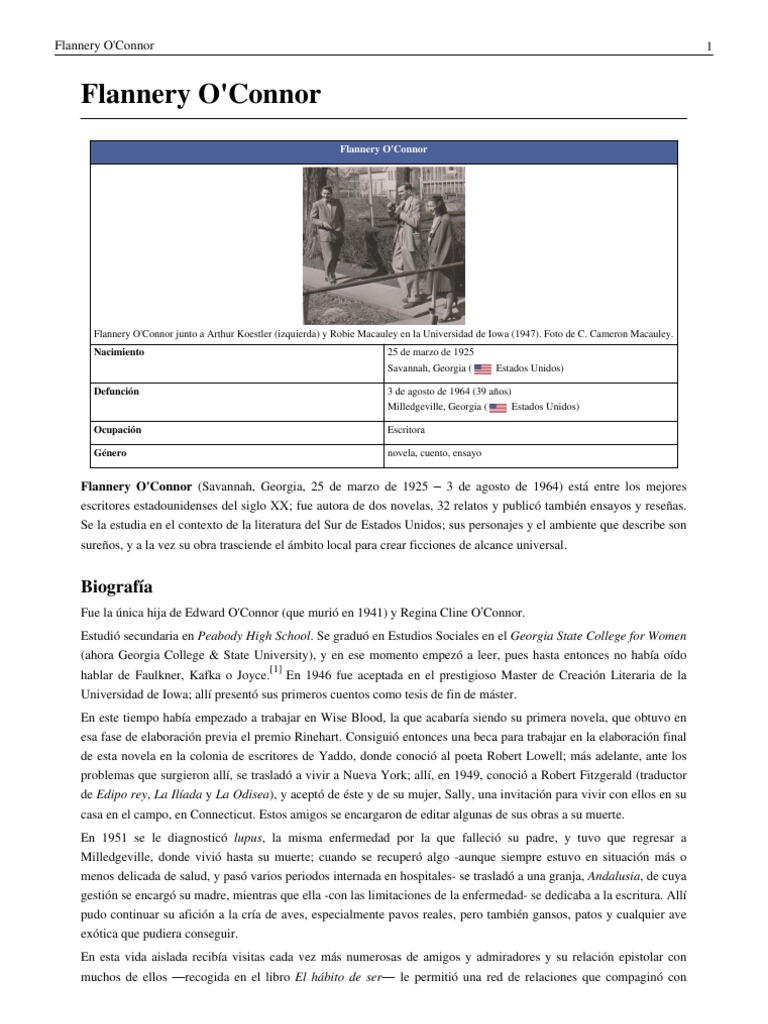 Flannery O'Connor | PDF | Escritores | Libros