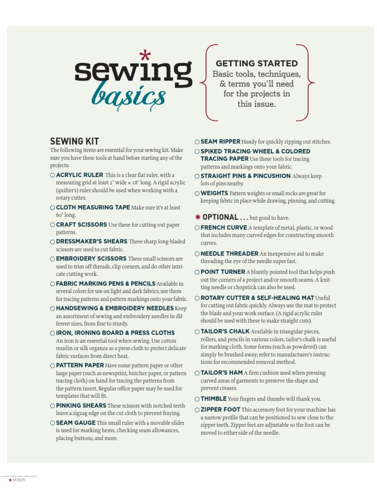 Sewing Basics | PDF | Seam (Sewing) | Sewing