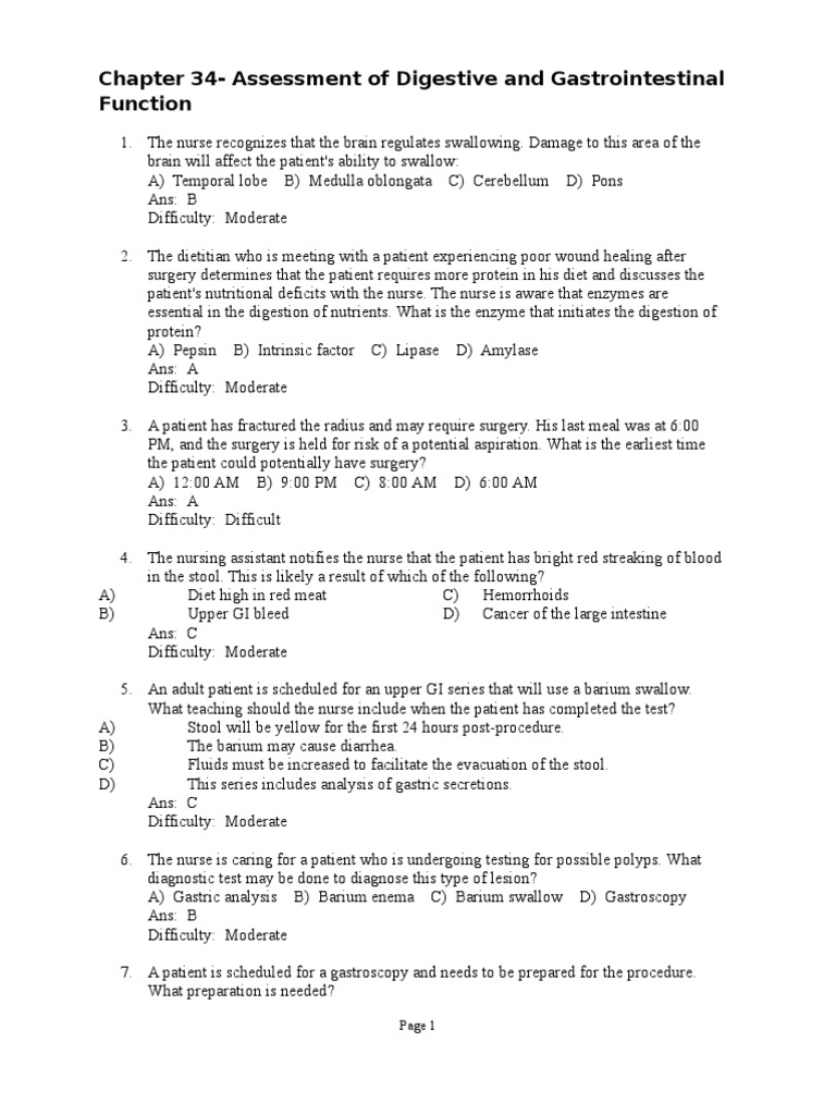 Chapter 34 - Assessment of Digestive and Gastrointestinal Function ...