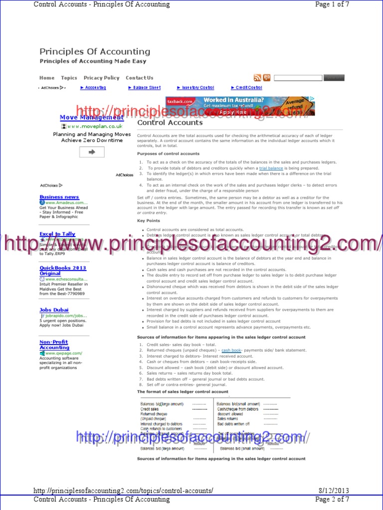 Control Accounts in Accounting | PDF | Ledger | Debits And Credits