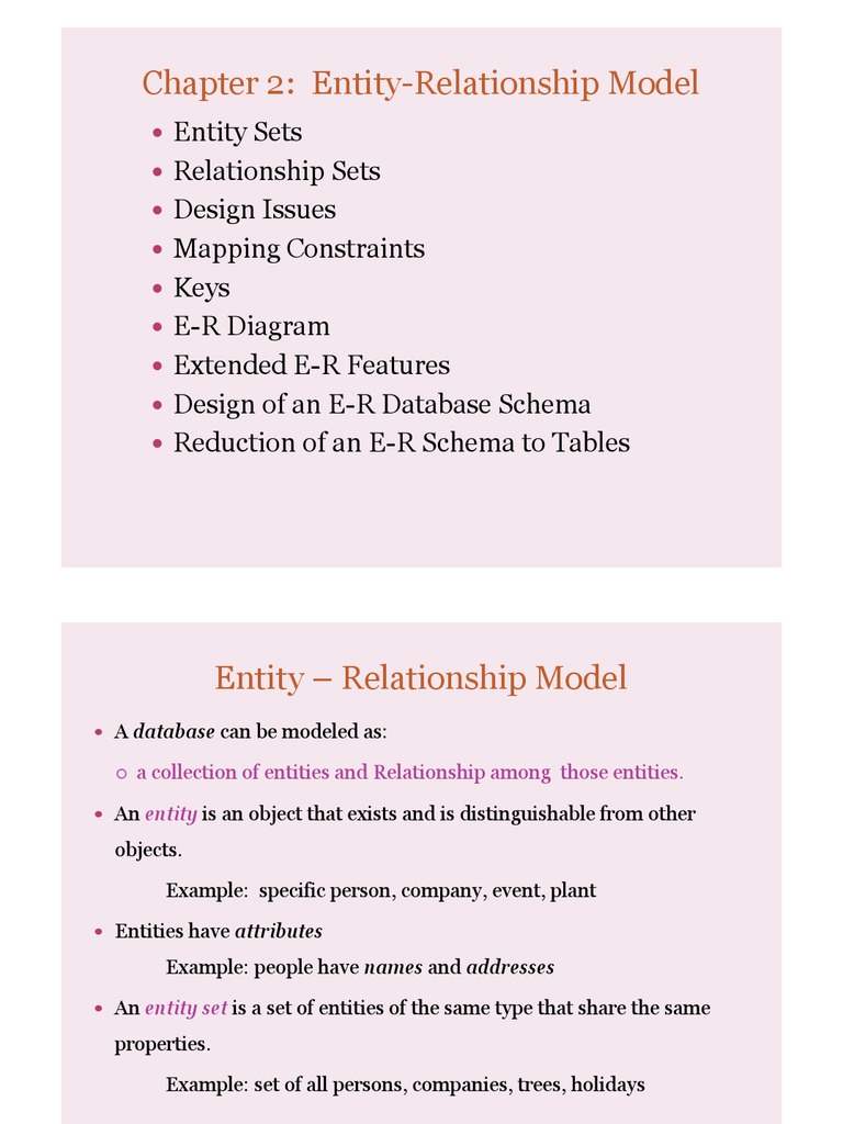 Chapter 2: Entity-Relationship Model | PDF | Inheritance (Object ...