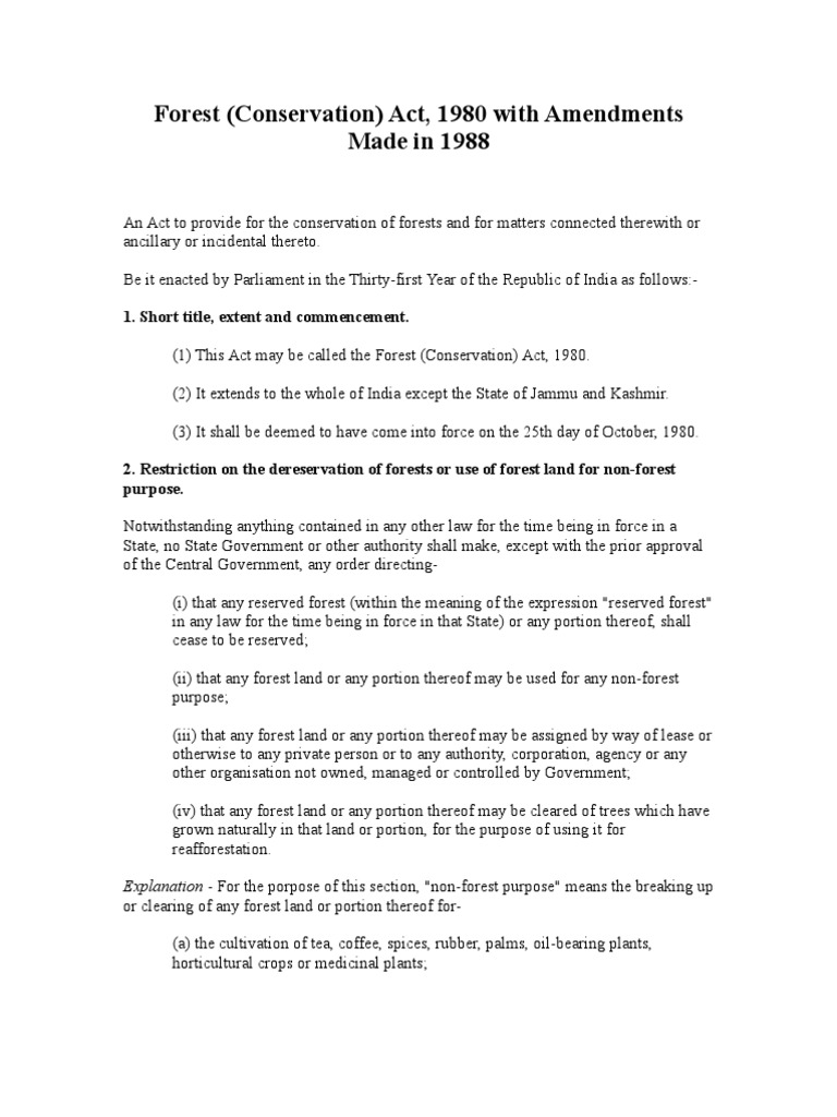 Forest Conservation | PDF | Act Of Parliament | Government