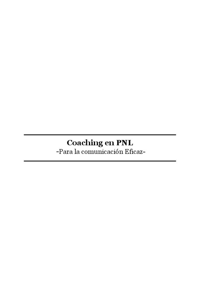 Coaching en PNL | PDF | Programación neurolingüistica | Conceptos ...