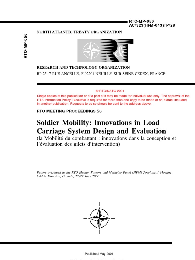 Soldier Mobility-Innovations in Load Carriage System Design and ...