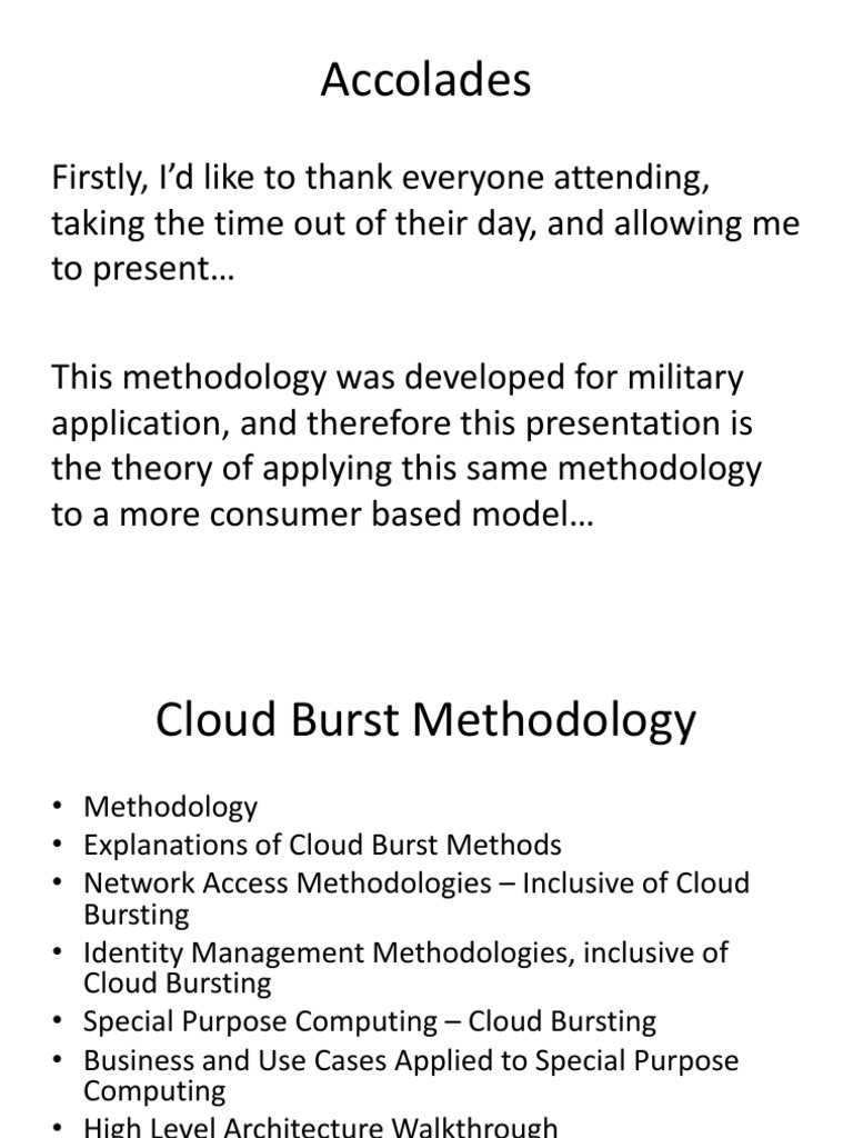 Cloud Bursting Methodology Overview | PDF | Provisioning | Load Balancing (Computing)