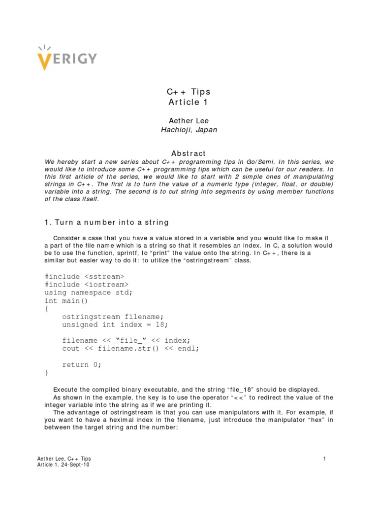 Cplus Tips1 Pdf String Computer Science Integer Computer Science