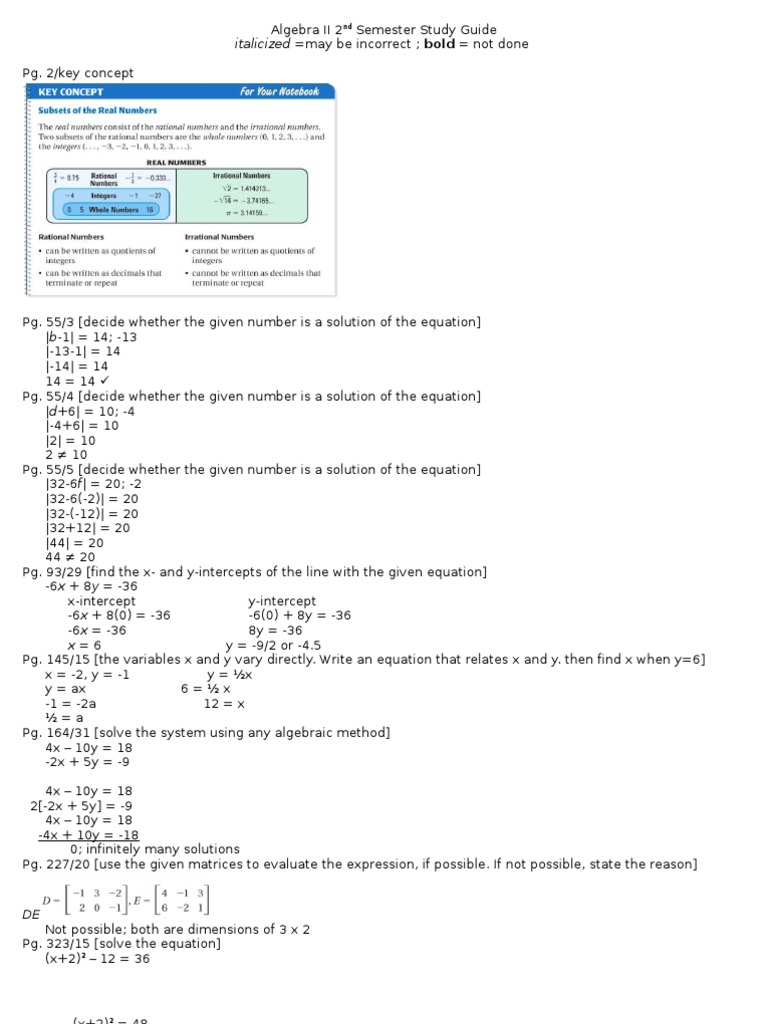 Algebra II 2nd Semester Study Guide | Logarithm | Function (Mathematics)