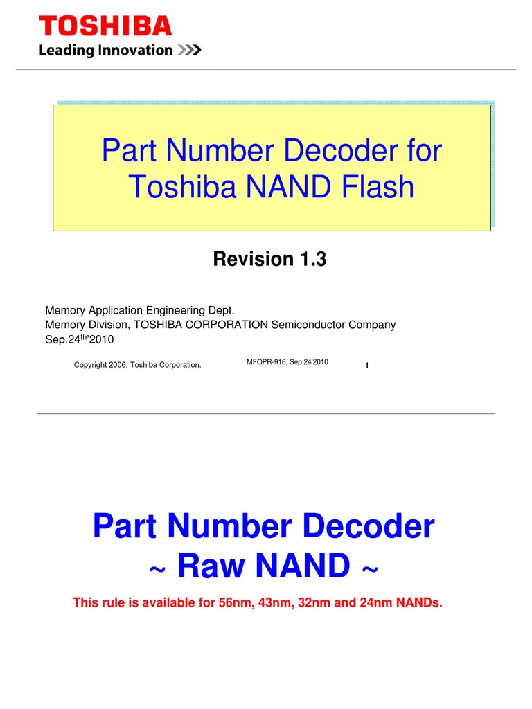 Toshiba Nand Flash Naming Rev1.3 | PDF | Flash Memory | Reliability ...