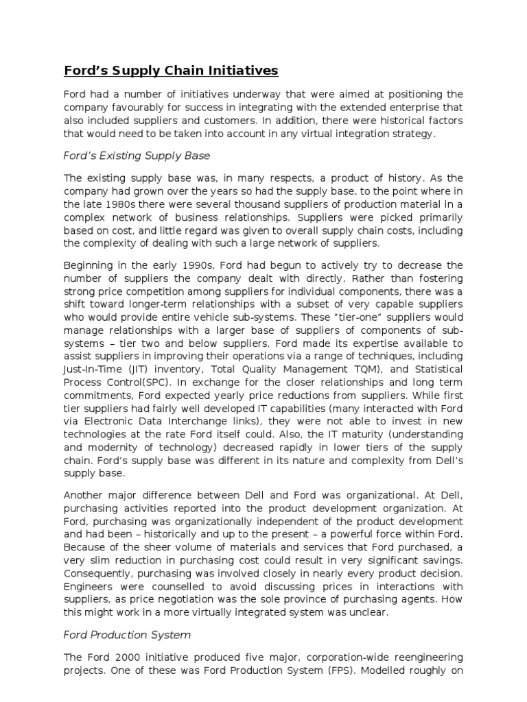 Ford Supply Chain Extract Pdf