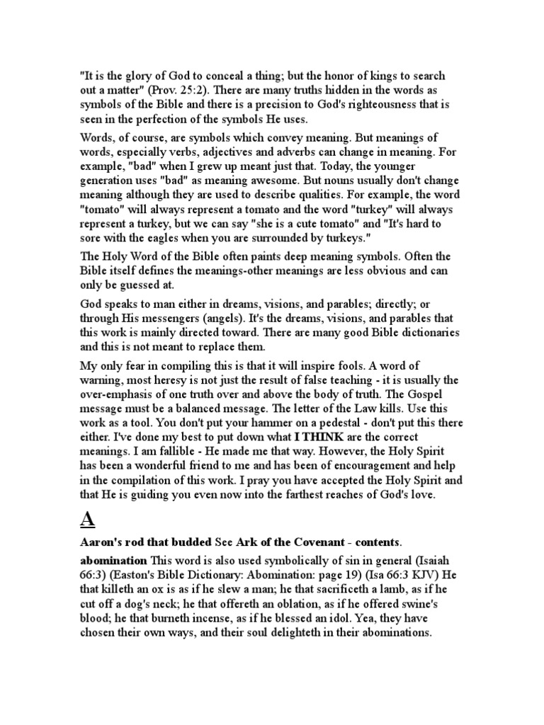 Symbolic Meanings of Biblical Objects | PDF | Ark Of The Covenant ...