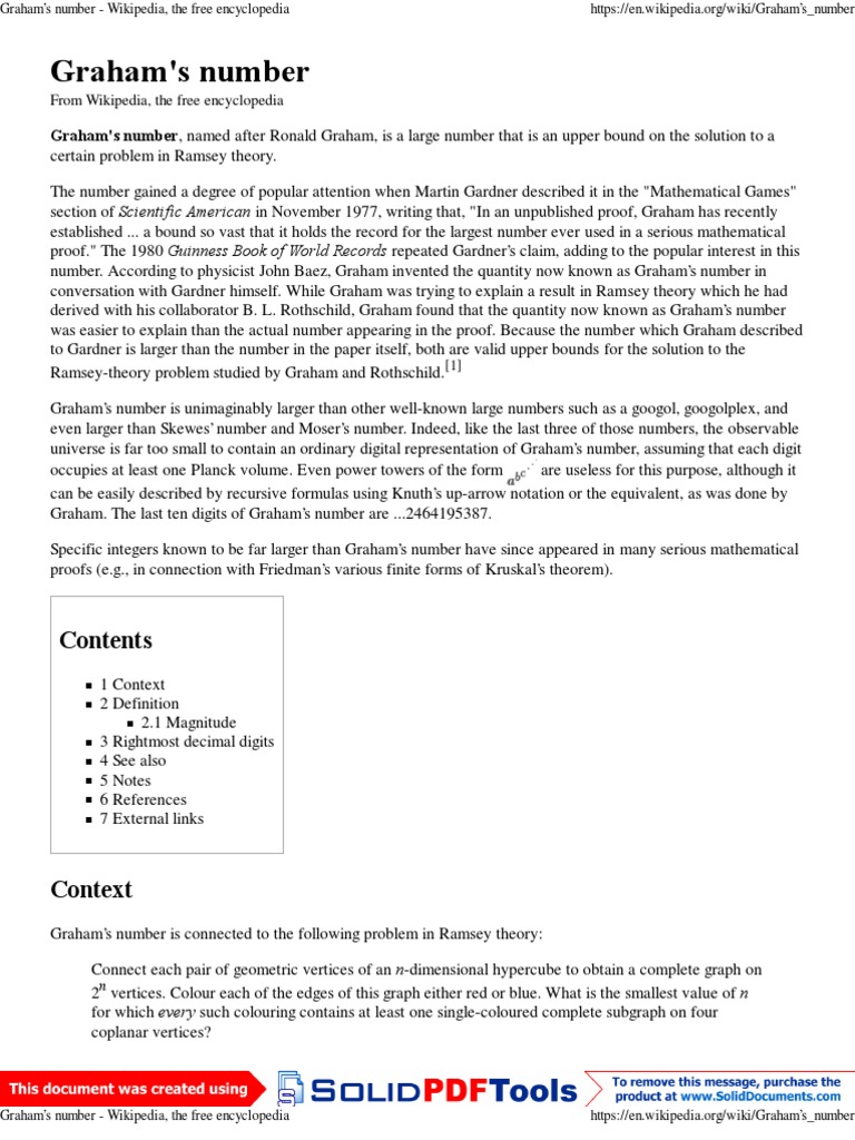 Graham's number - Wikipedia, the free encyclopedia.pdf | Mathematical ...