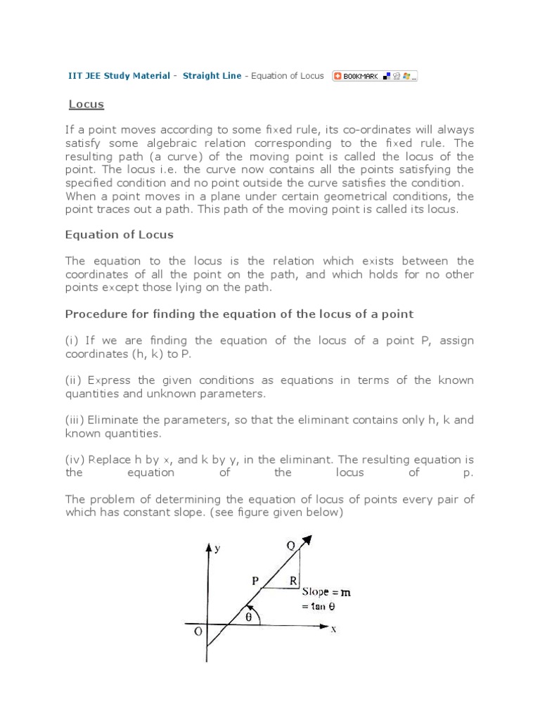 Equation of the Locus of Points with Constant Slope and Methods for ...