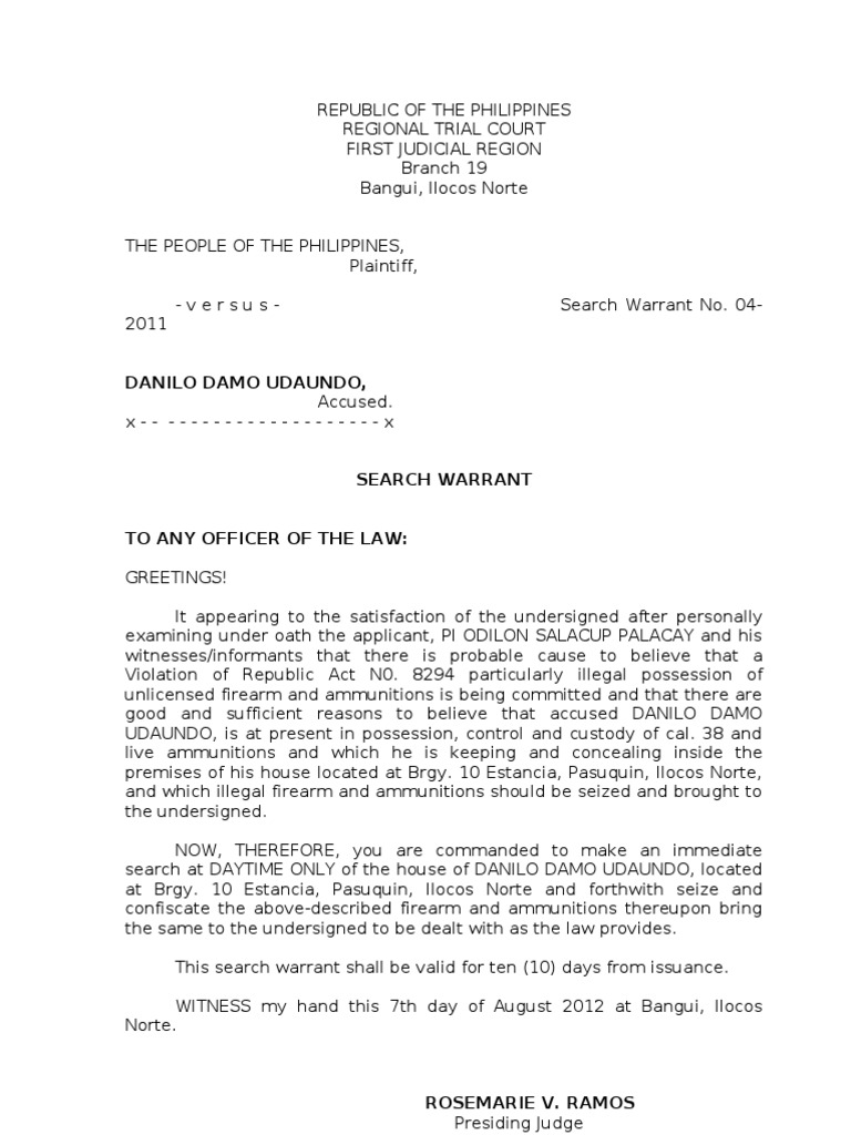 Search Warrant | PDF