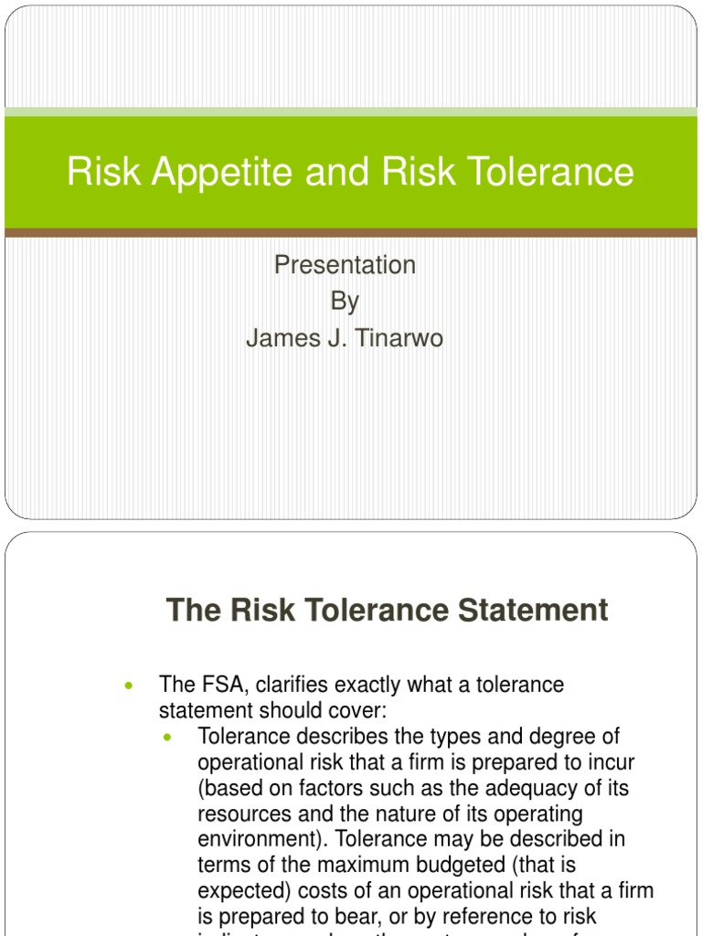 Risk Appetite and Risk Tolerance | Operational Risk | Risk