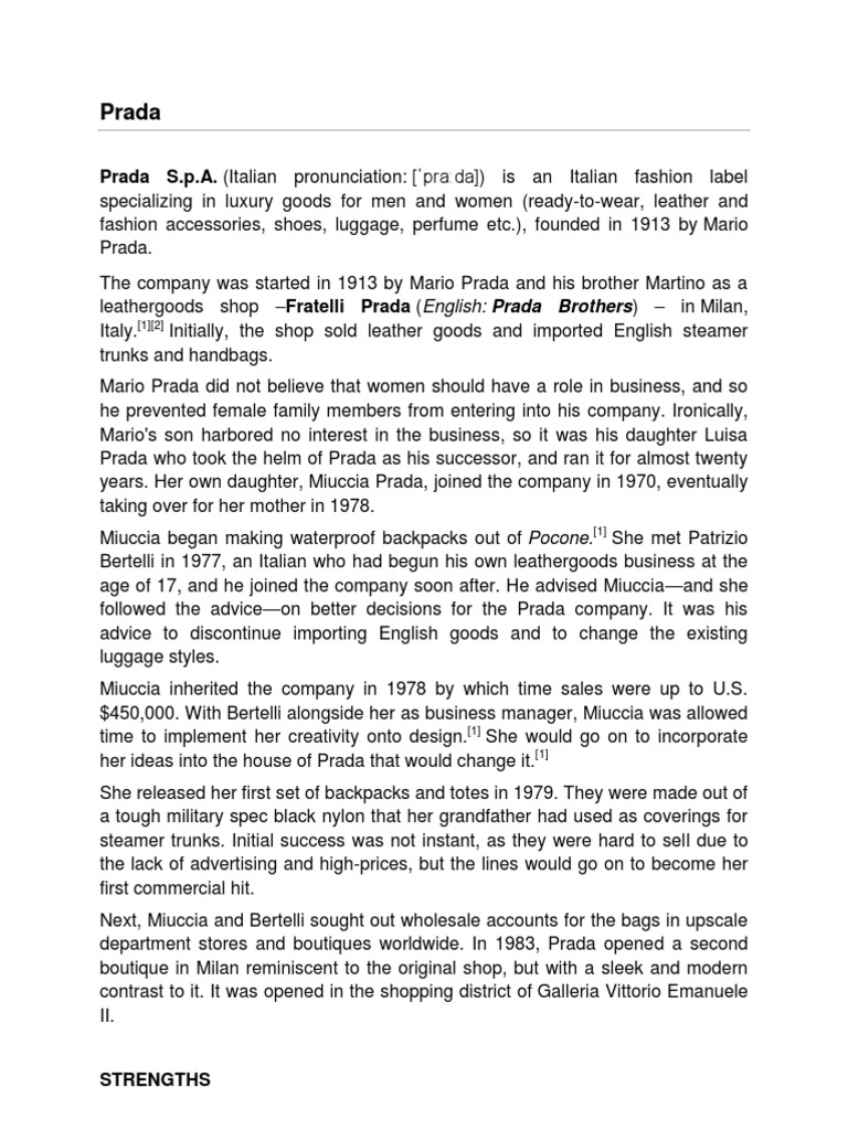 Prada | PDF | Fashion | Textile And Clothing