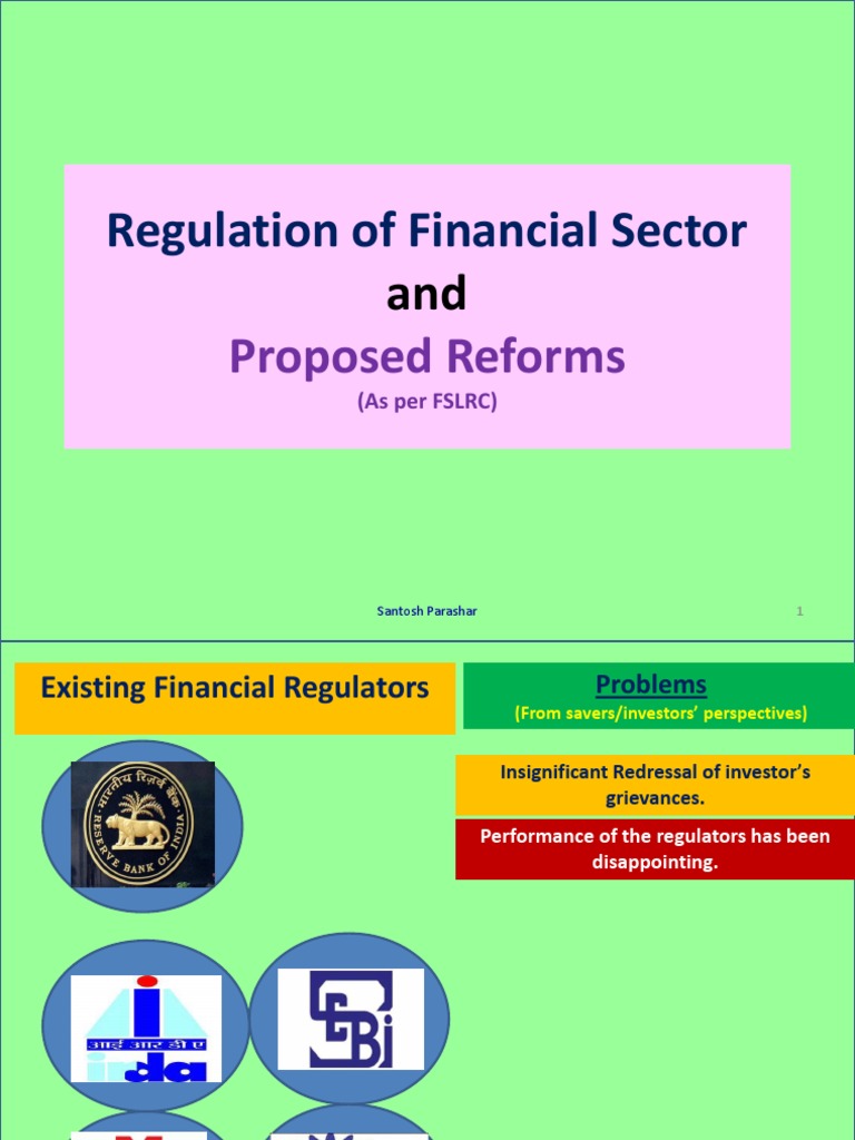 New Regulation in Indian Financial Sector As Per FSLRC | PDF | Reserve ...