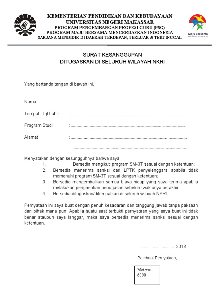 Contoh Surat Pernyataan Bersedia Melaksanakan Tugas - Delinewstv Contoh Surat Pernyataan Bersedia Melaksanakan Tugas - Delinewstv