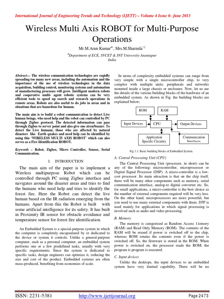 Wireless Multi Axis ROBOT For Multi-Purpose Operations | PDF | Sensor ...