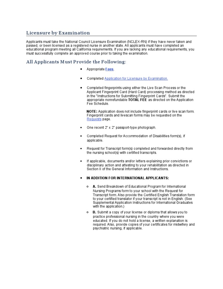 Nclex Application | PDF | National Council Licensure Examination | Nursing