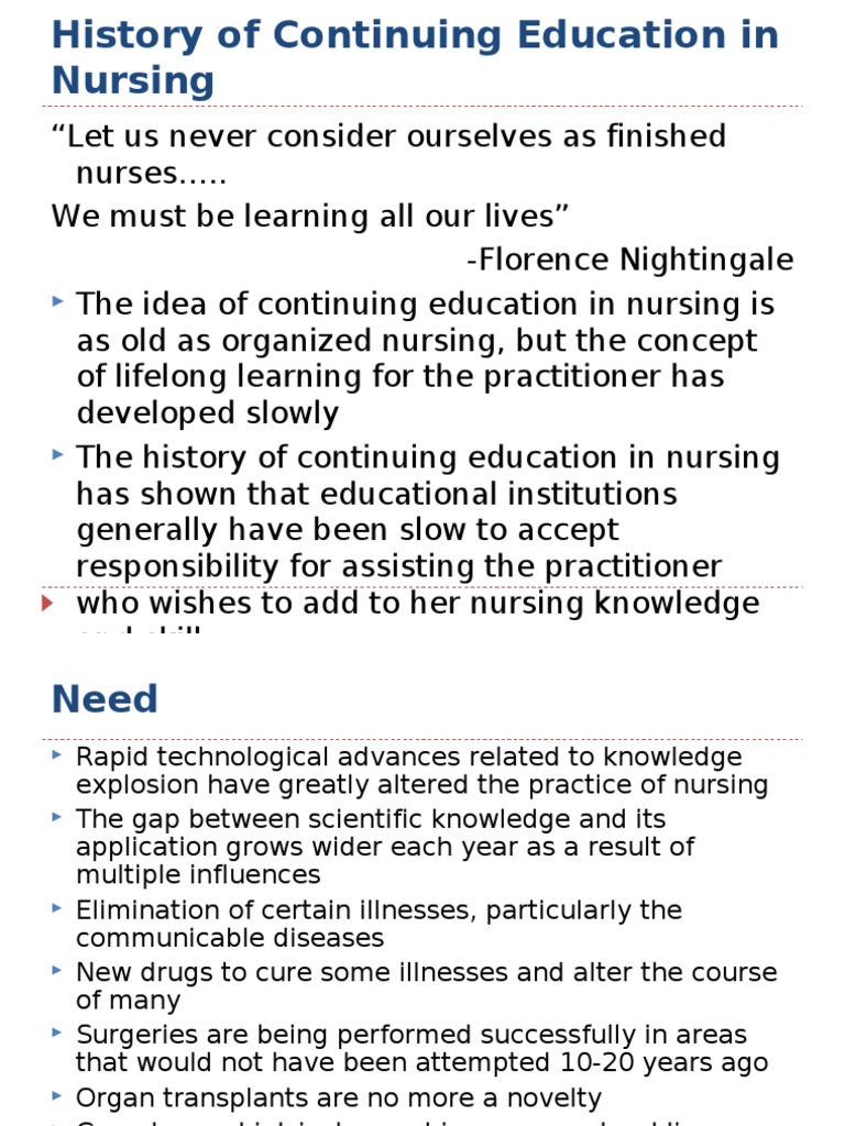 Continuing Education in Nursing | PDF | Nursing | Evaluation