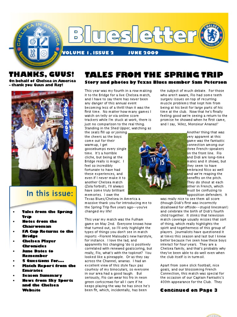Chelsea in America Vol 1 Issue2 | PDF | Chelsea F.C. | Association Football