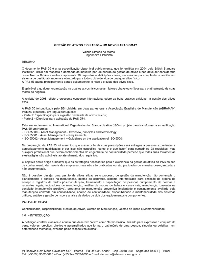 Gestão de ativos físicos e o padrão PAS 55: uma abordagem baseada em ...