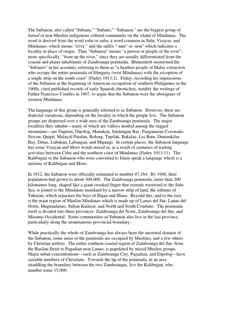 Subanen History | PDF | Mindanao | Agriculture
