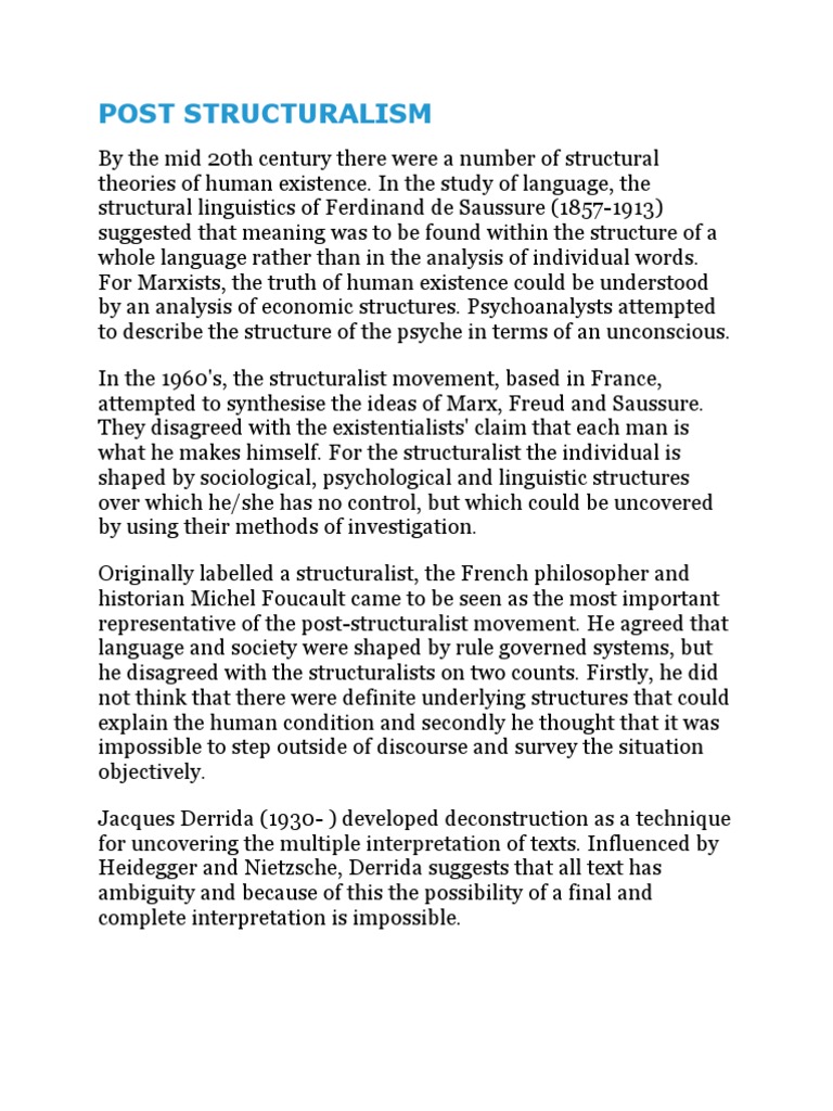 Jacques Derrida Post Structuralism