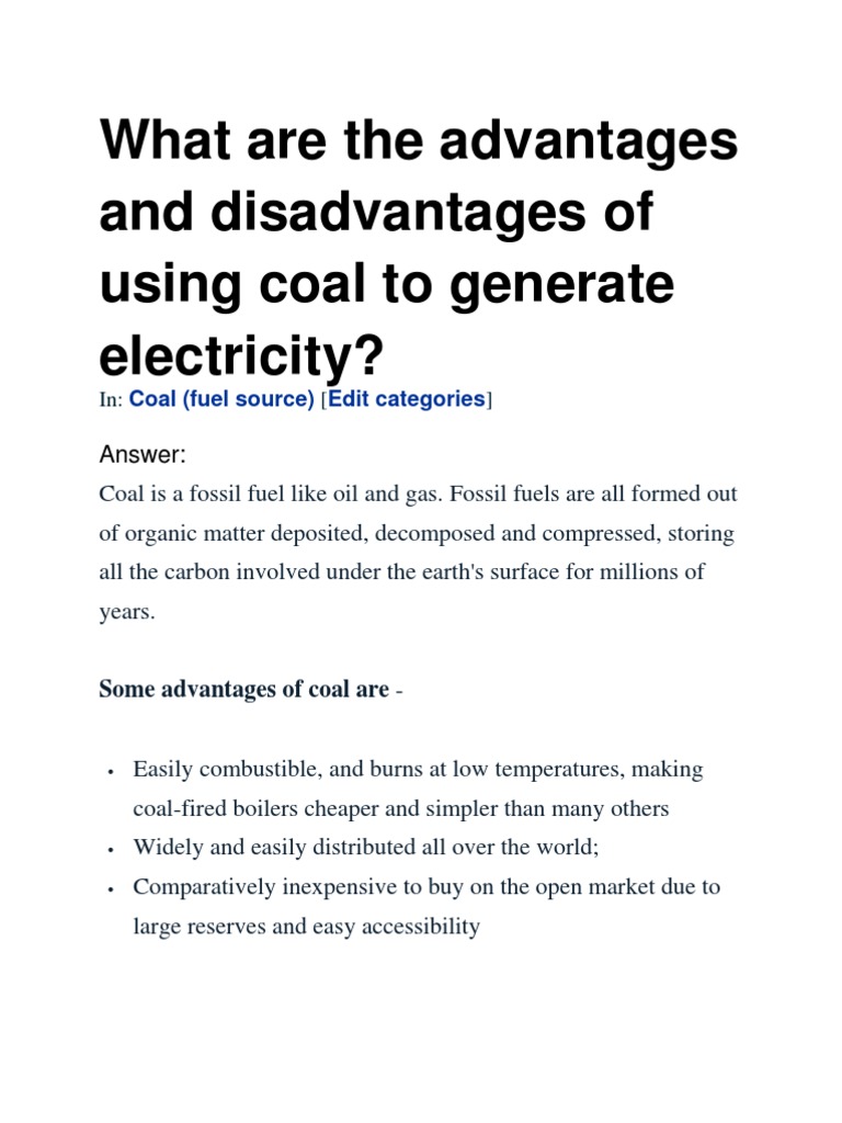 Coal Energy: Pros and Cons Explained | PDF | Coal | Fossil Fuels