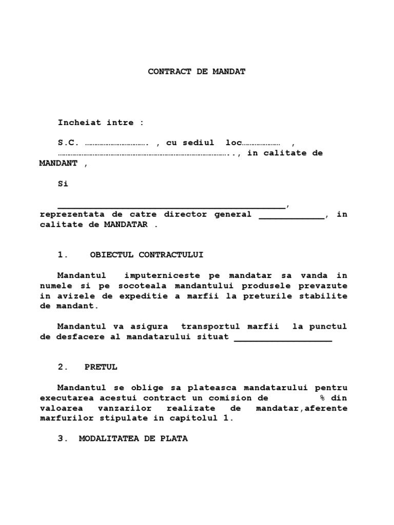 12 5 Contract de Mandat Model Simplu | PDF