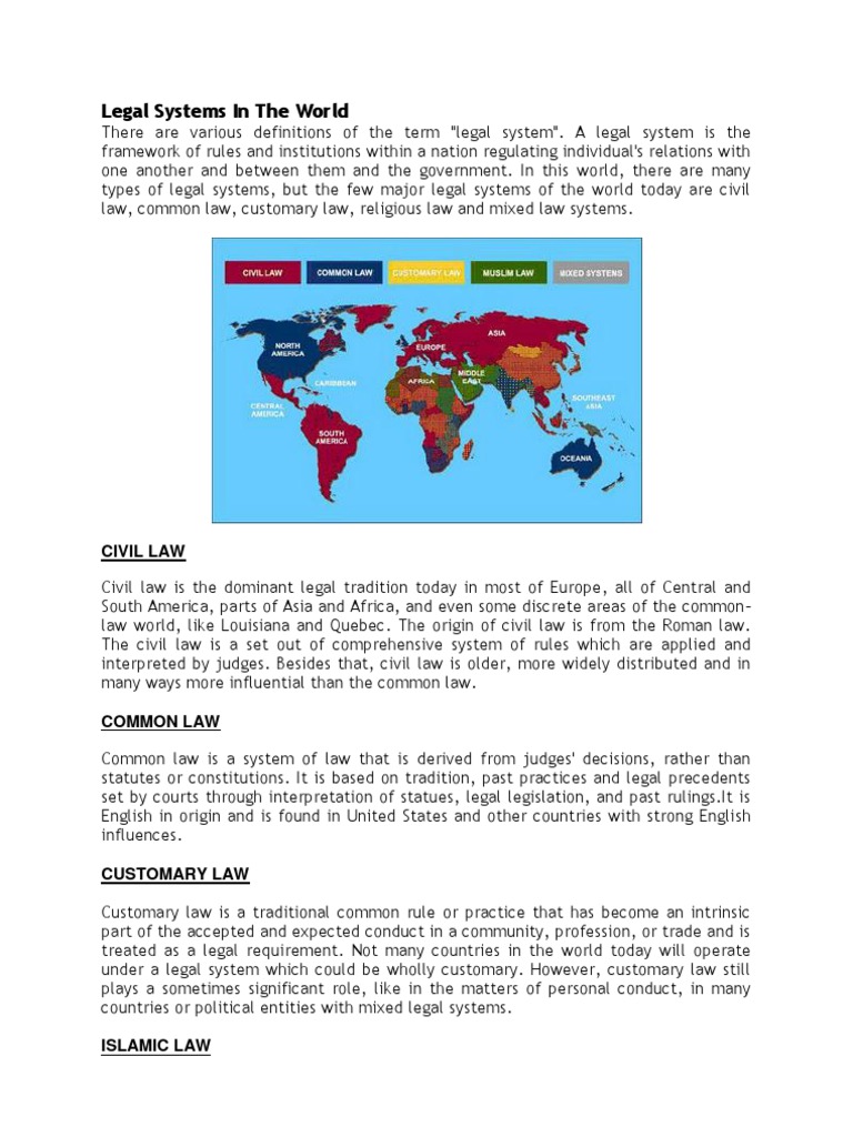 Major Legal Systems Worldwide | PDF | Equity (Law) | Precedent