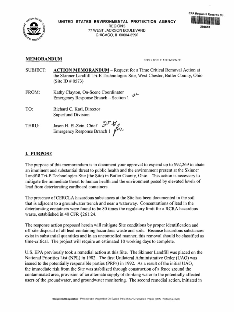 Skinner Memo EPA | Superfund | Hazardous Waste