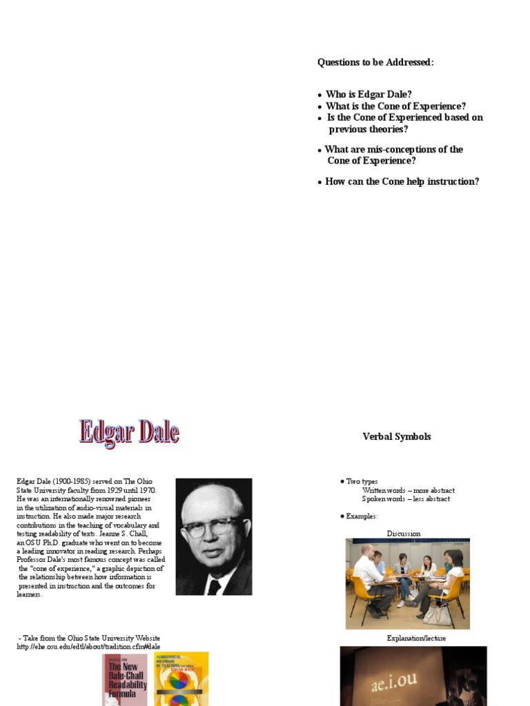 Edgar Dale's Cone of Experience: A Guide to Instructional Strategies ...