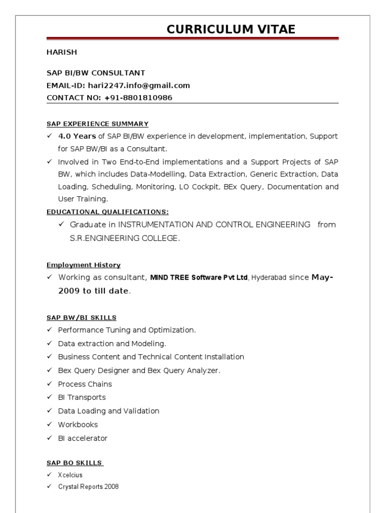 Hari CV | PDF | Sap Se | Information Technology