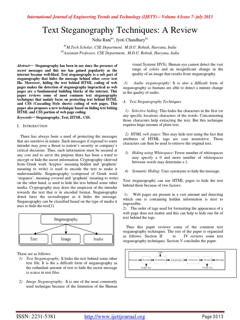 Text Steganography Techniques: A Review | PDF | Html | Cascading Style Sheets