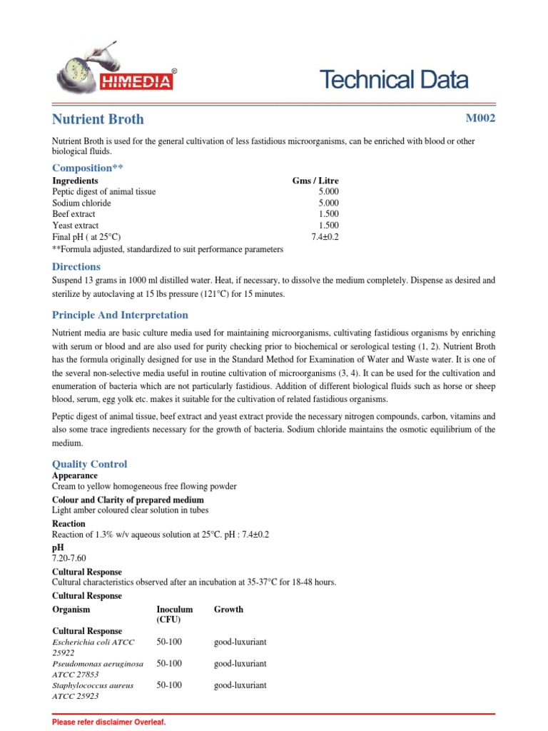 Nutrient Broth | PDF | Growth Medium | Microbiology