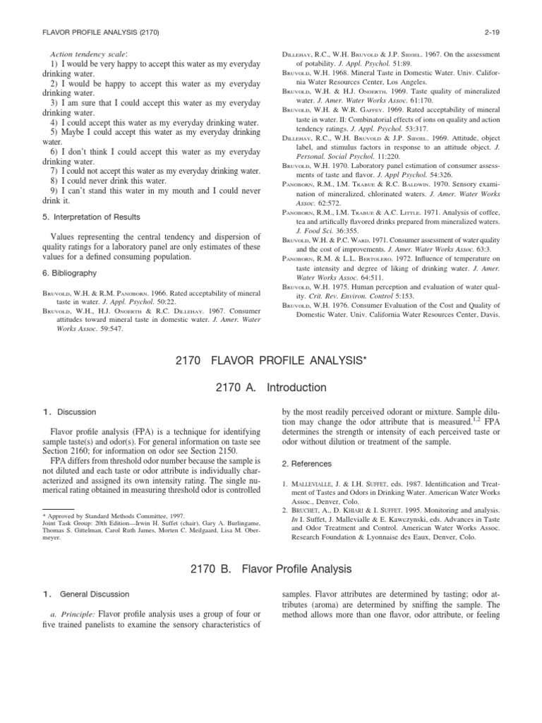 Flavor Profile Analysis for Water Quality | PDF | Odor | Titration