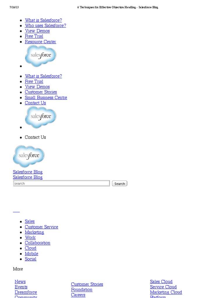 6 Techniques For Effective Objection Handling - Salesforce Blog PDF ...