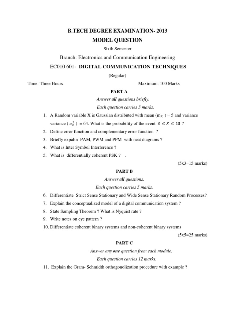 Digital Comm Techniques Exam | PDF | Computers