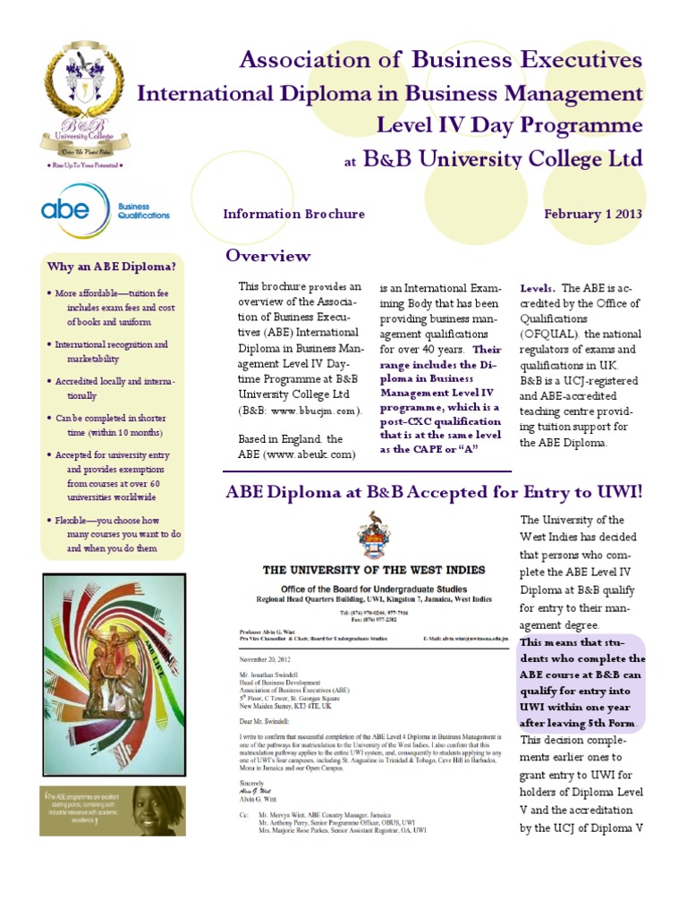 ABE Brochure 2013 | PDF | Academic Degree | Diploma
